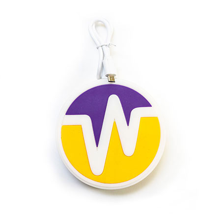 Custom Yellow and Purple Round Power Bank - MRL Promotions